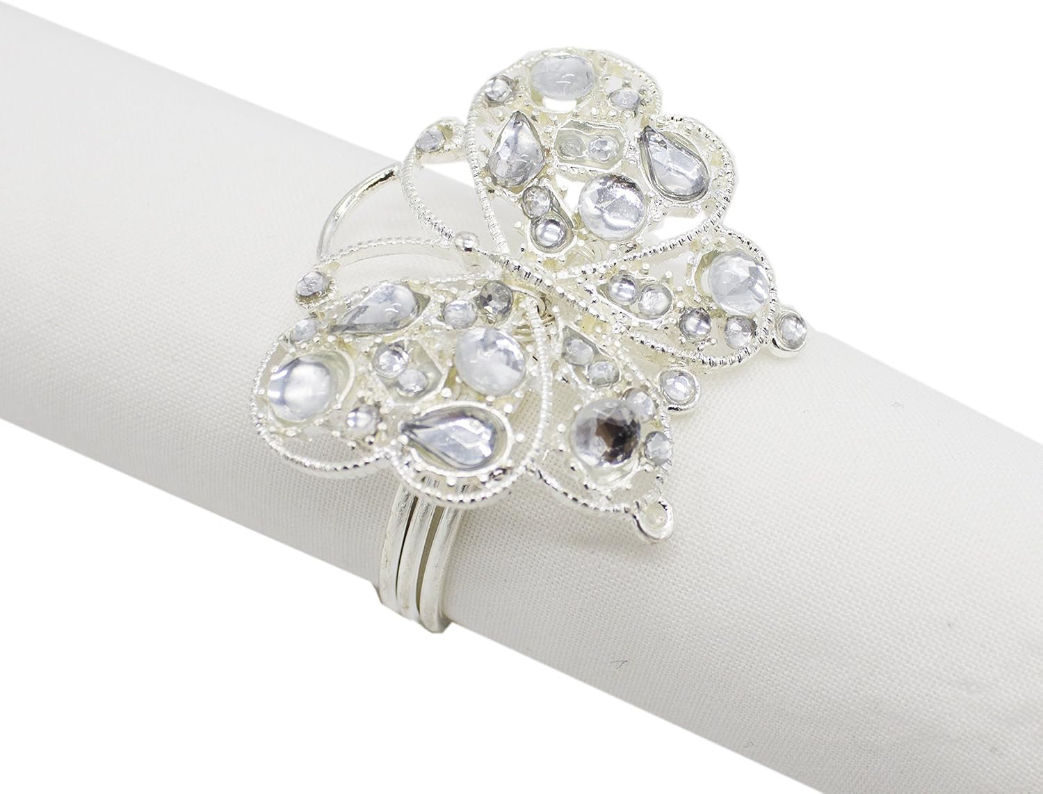 House of Hampton® Unique Metal Design Butterfly Crystal Napkin Rings ...