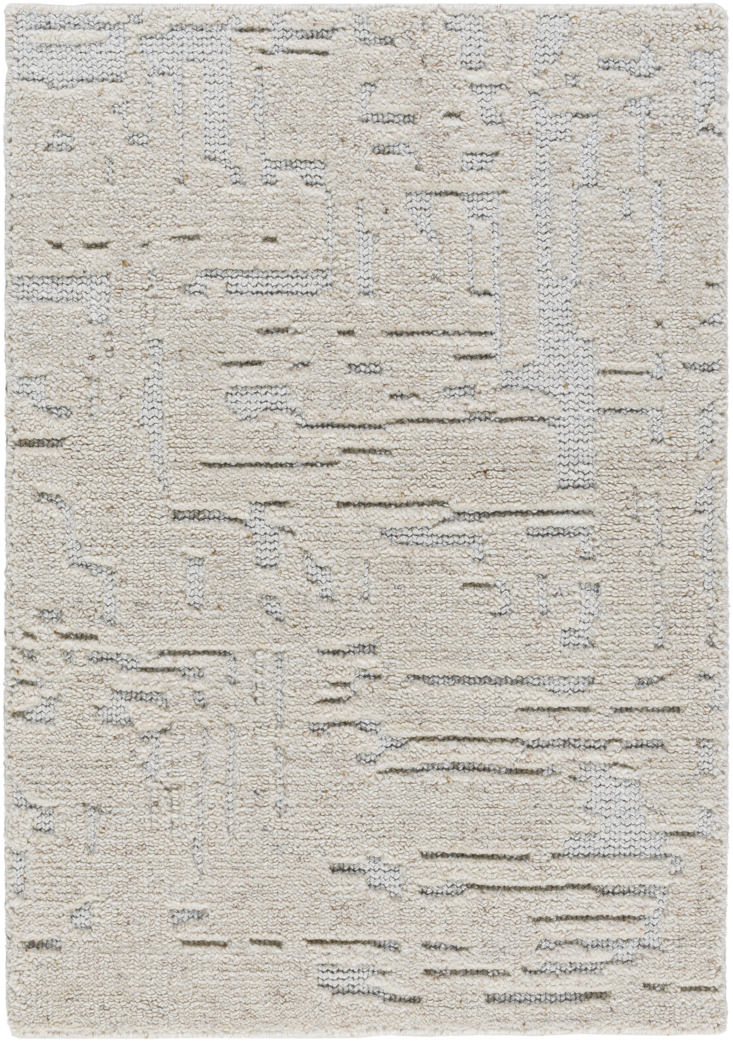 17 Stories Rectangle Niran Abstract Hand Knotted Wool/Rayon Area Rug in Brown | Wayfair