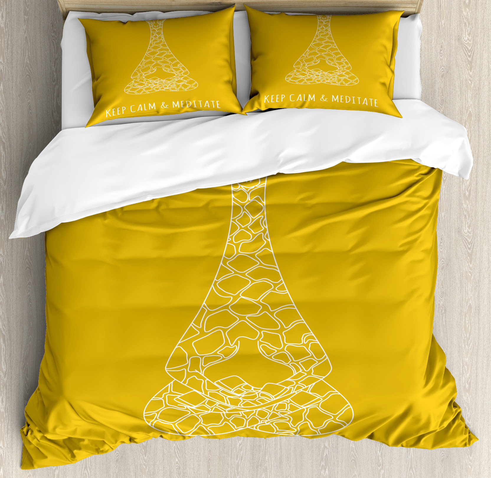 Ambesonne Keep Calm Duvet Cover Set, Meditating Giraffe, Calking, Earth ...