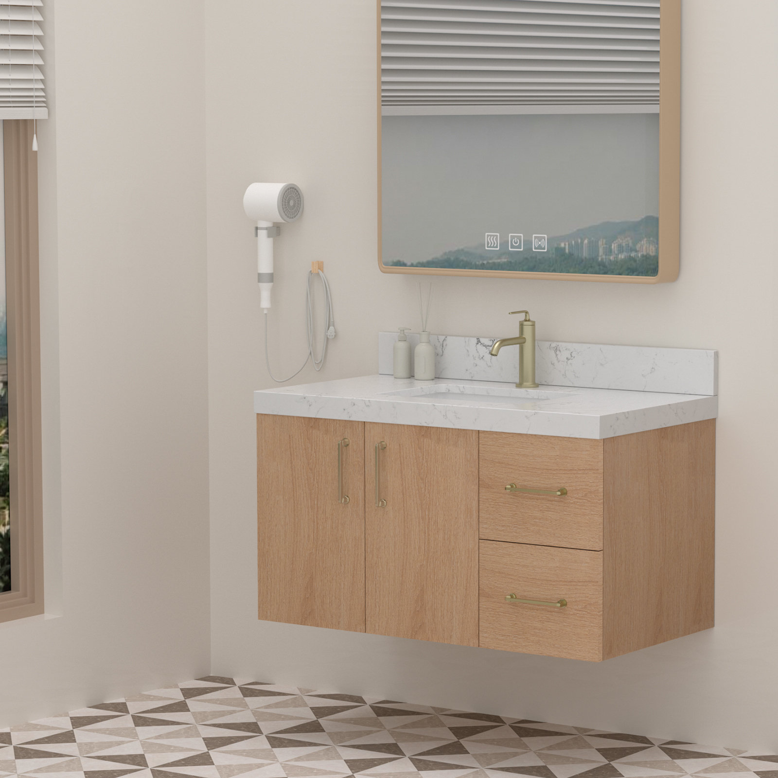 Ebern Designs 36 In. Modern Wall-mounted Bathroom Vanity Cabinet With ...