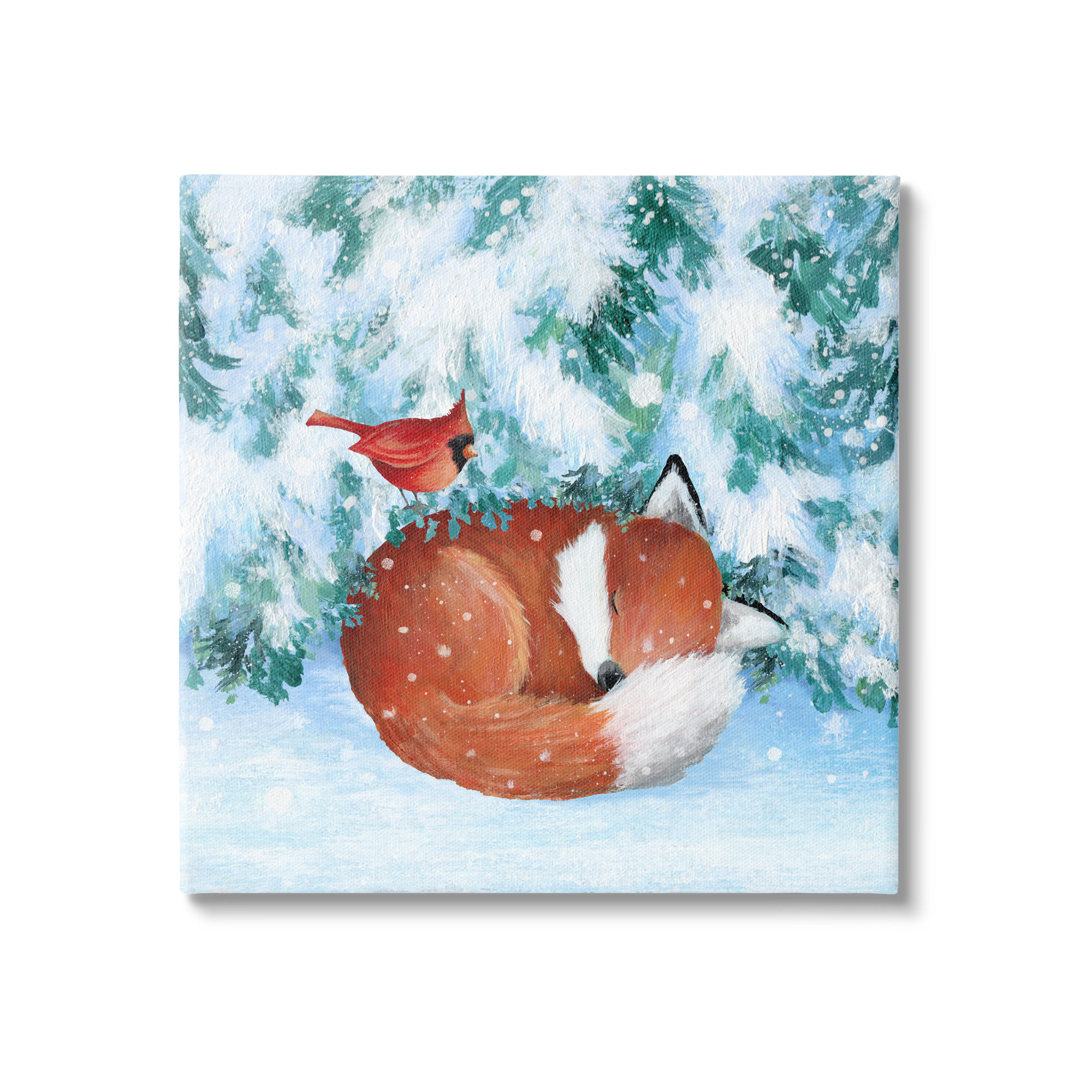 Redwood Rover Sleeping Fox In Snow On Canvas by Emma Leach Print | Wayfair