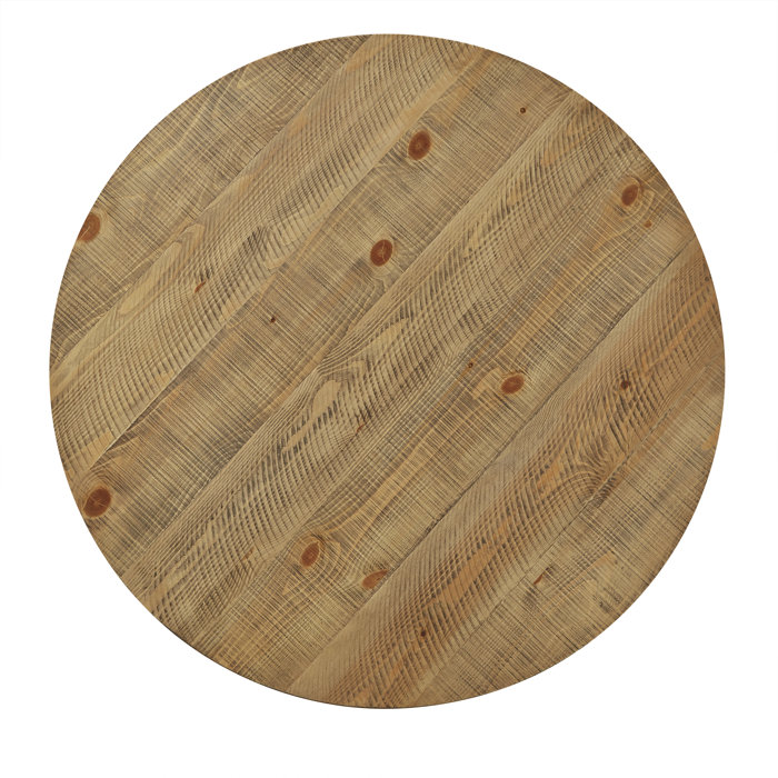 Mercury Row® Etna Round Solid Wood Top Metal Base Dining Table ...