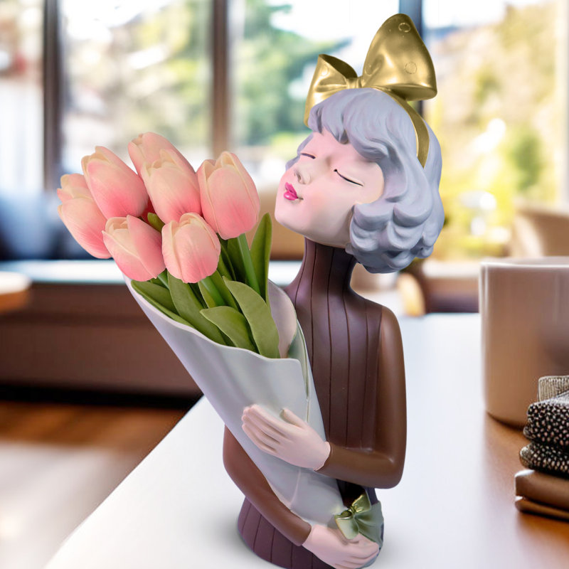 House of Hampton® Dotsie Teal 15" Resin Table Vase | Wayfair