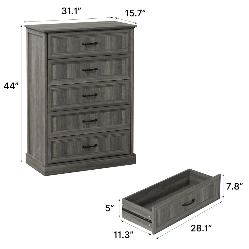 JOZZBY Modern 5 Drawer Dresser, Tall Chest for Bedroom,Anti-Tip Device ...