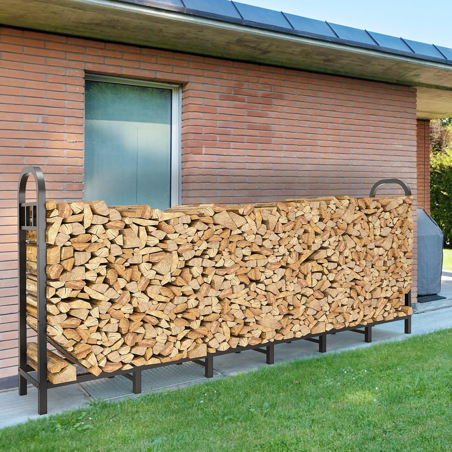Hokku Designs 8Ft Outdoor Heavy Duty Log Rack, Firewood For Fireplace ...