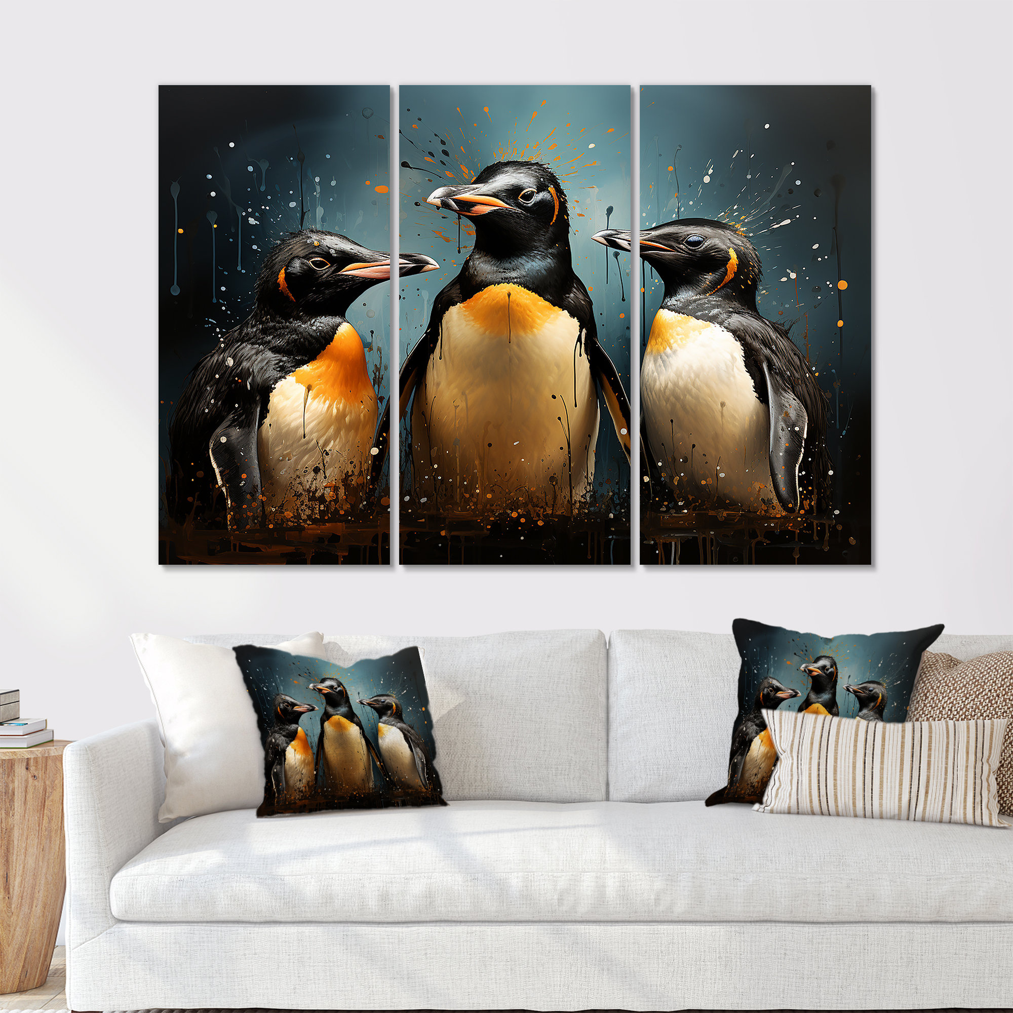 Millwood Pines Chill And Chic Penguins - Penguin Canvas Art Set | Wayfair