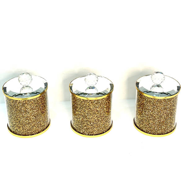 NUBE Ambrose Exquisite Three Crushed Diamond Glass Canister Set With ...