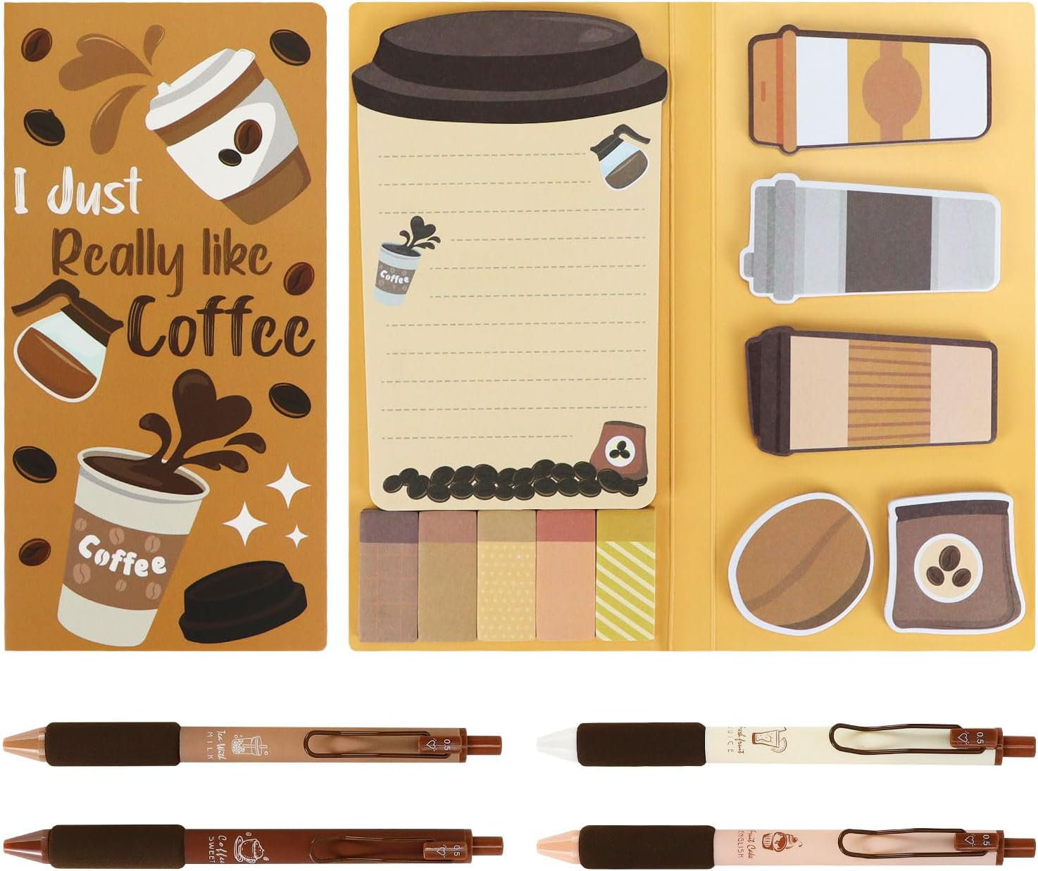 RAPTIZ Cute Coffee Sticky Notes Set, 550 Sheets, Cute Self-Stick Notes ...