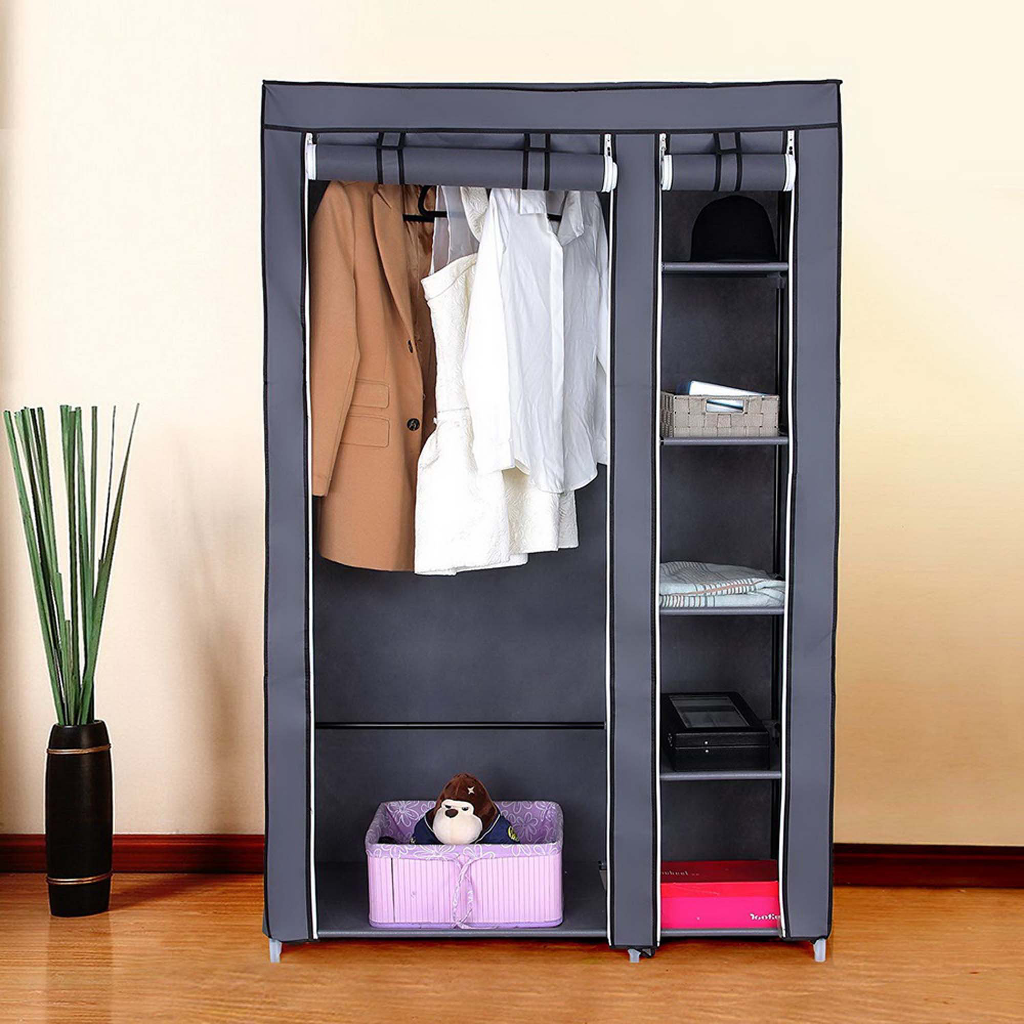 Ebern Designs 67" Portable Clothes Closet Wardrobe With Non-Woven ...