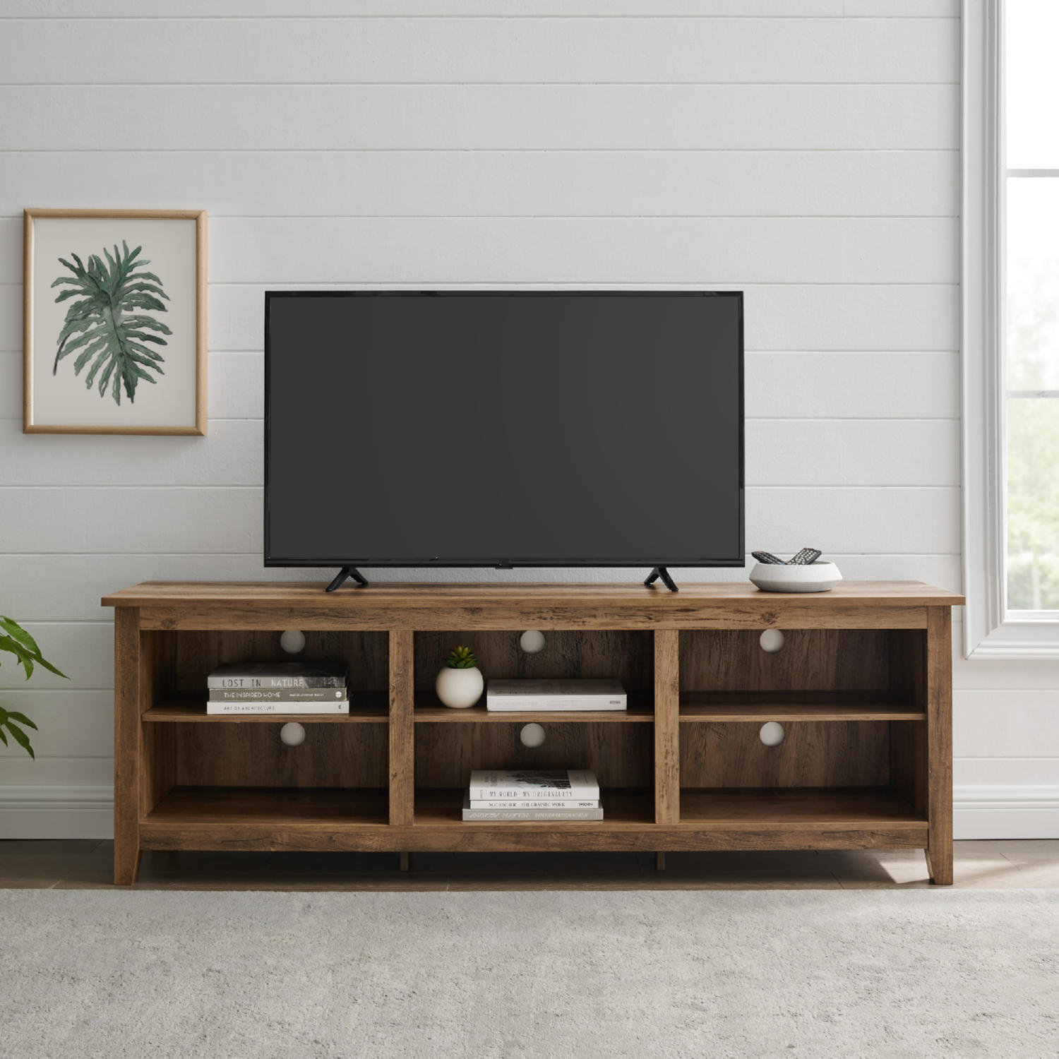 Winston Porter Essential 70" Rustic Wood TV Stand - Rustic Oak | Wayfair