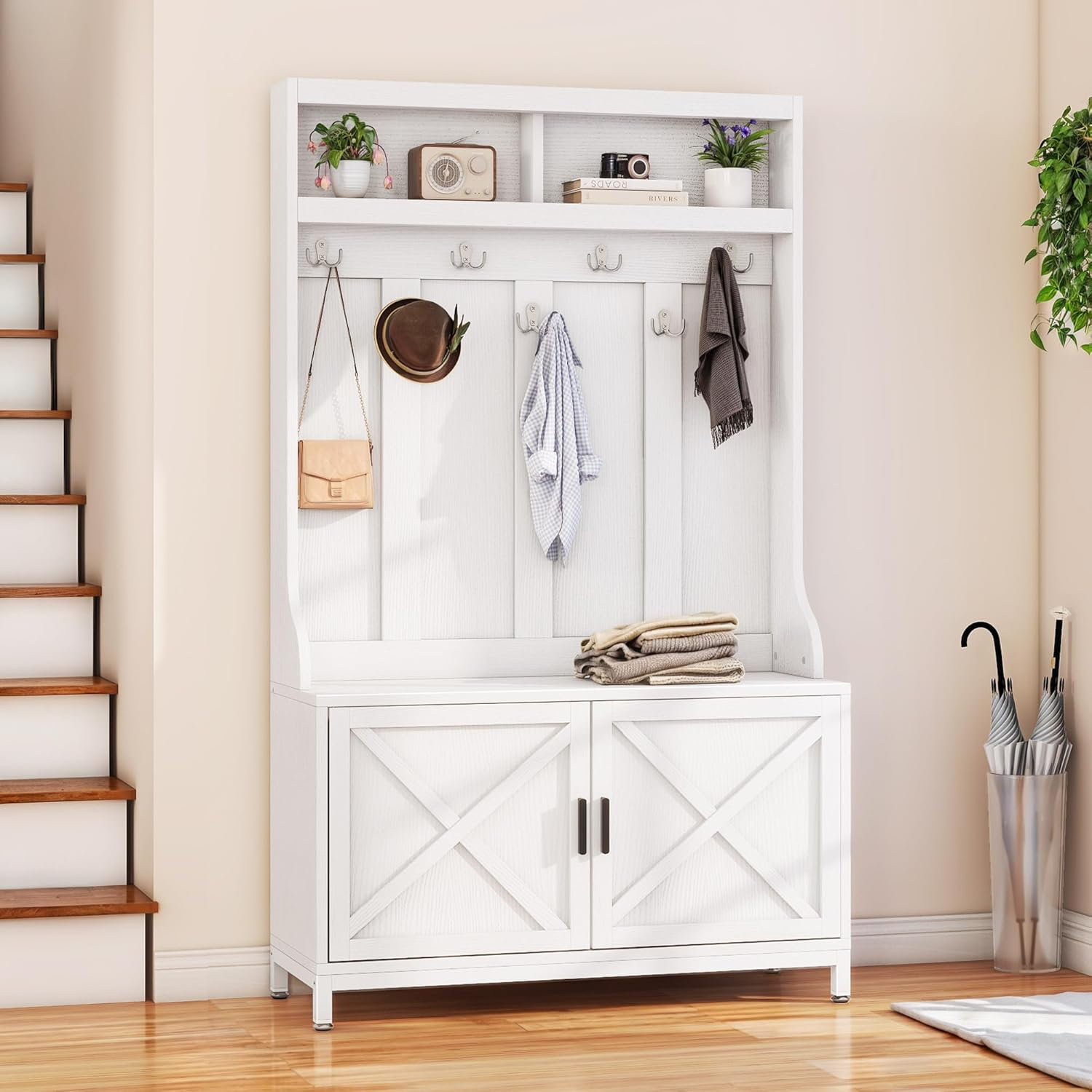 Laurel Foundry Modern Farmhouse Hall Tree With Storage Bench, Farmhouse ...