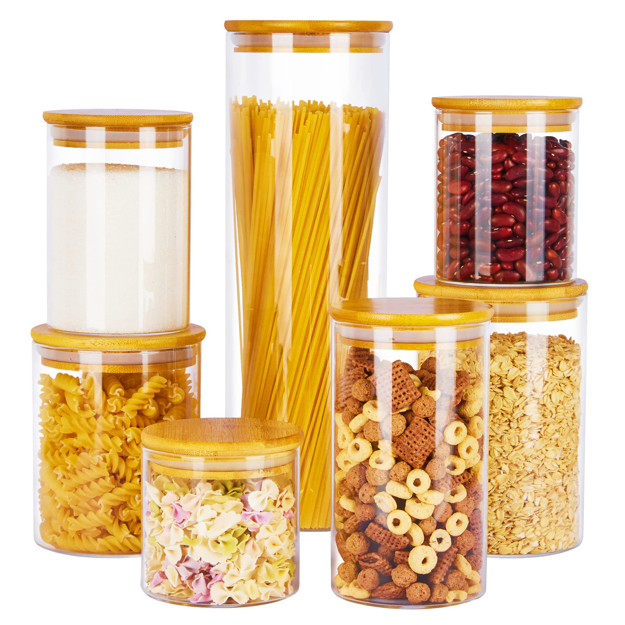 Gracie Oaks 7 Glass Food Storage Tanks For Kitchen Containers With ...