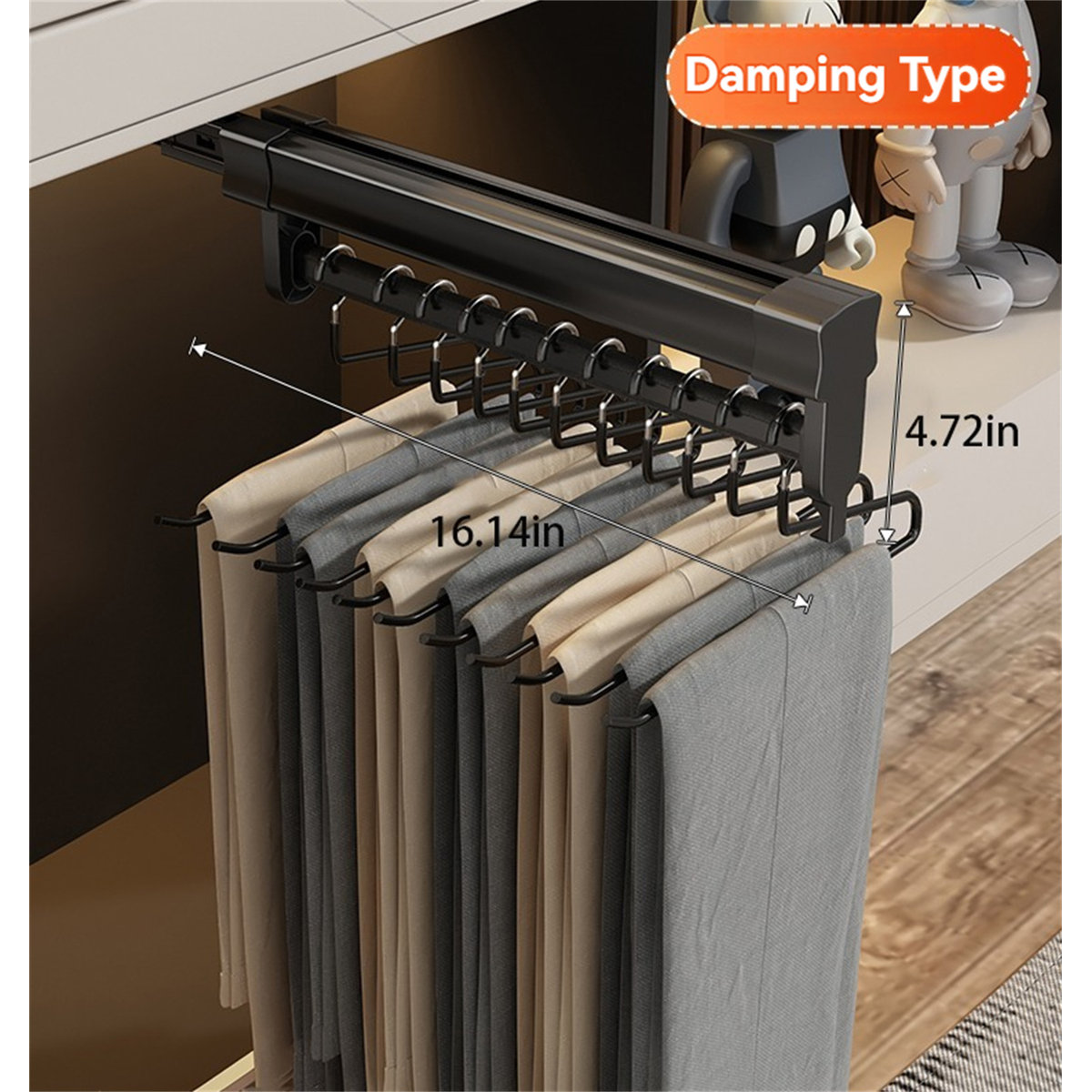 Meta Tarmor Retractable Pants Rack With Sliding Rail | Wayfair