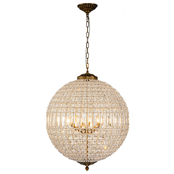 Mercer41 Engler 5-Light Antique Bronze Vintage Crystal Globe Pendant ...