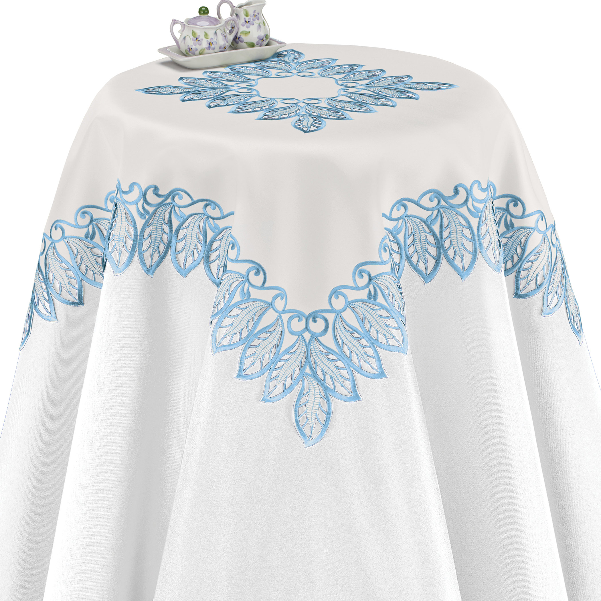 Winston Porter Embroidered Dainty Leaf Border Table Linens | Wayfair