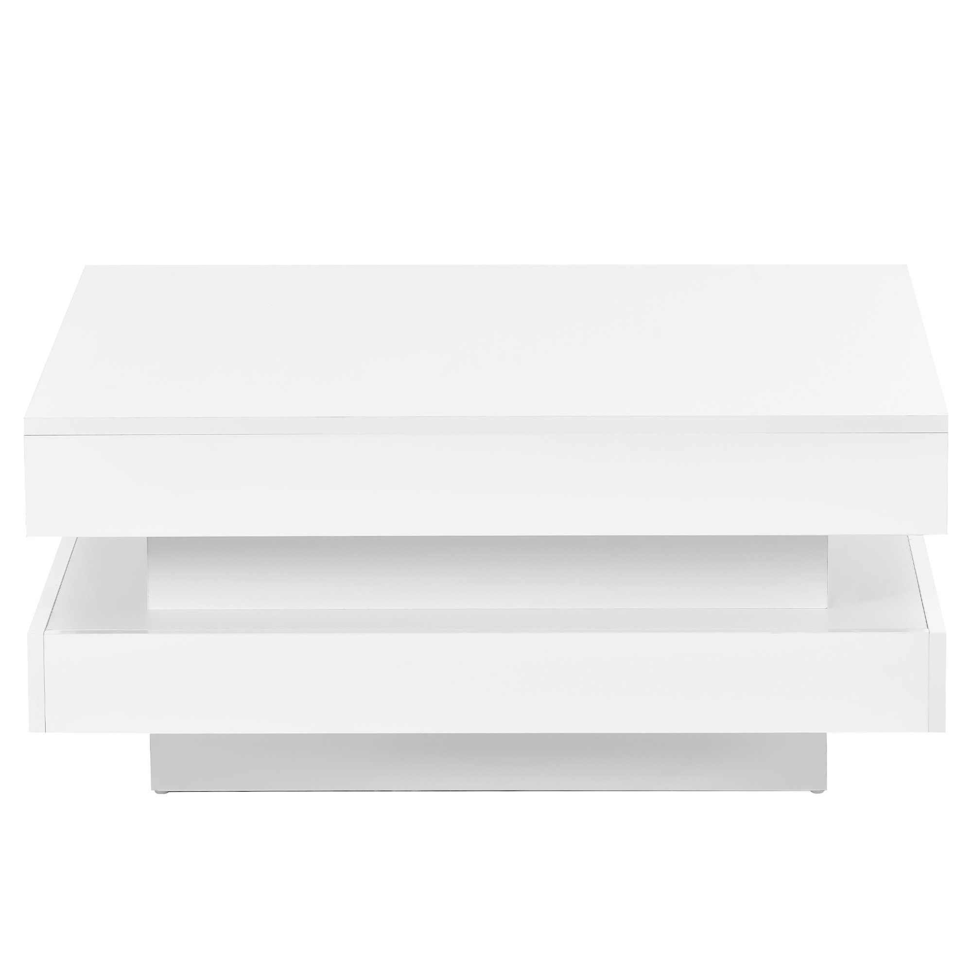 Ivy Bronx High Gloss Minimalist Design With LED Lights, 2-Tier Square ...