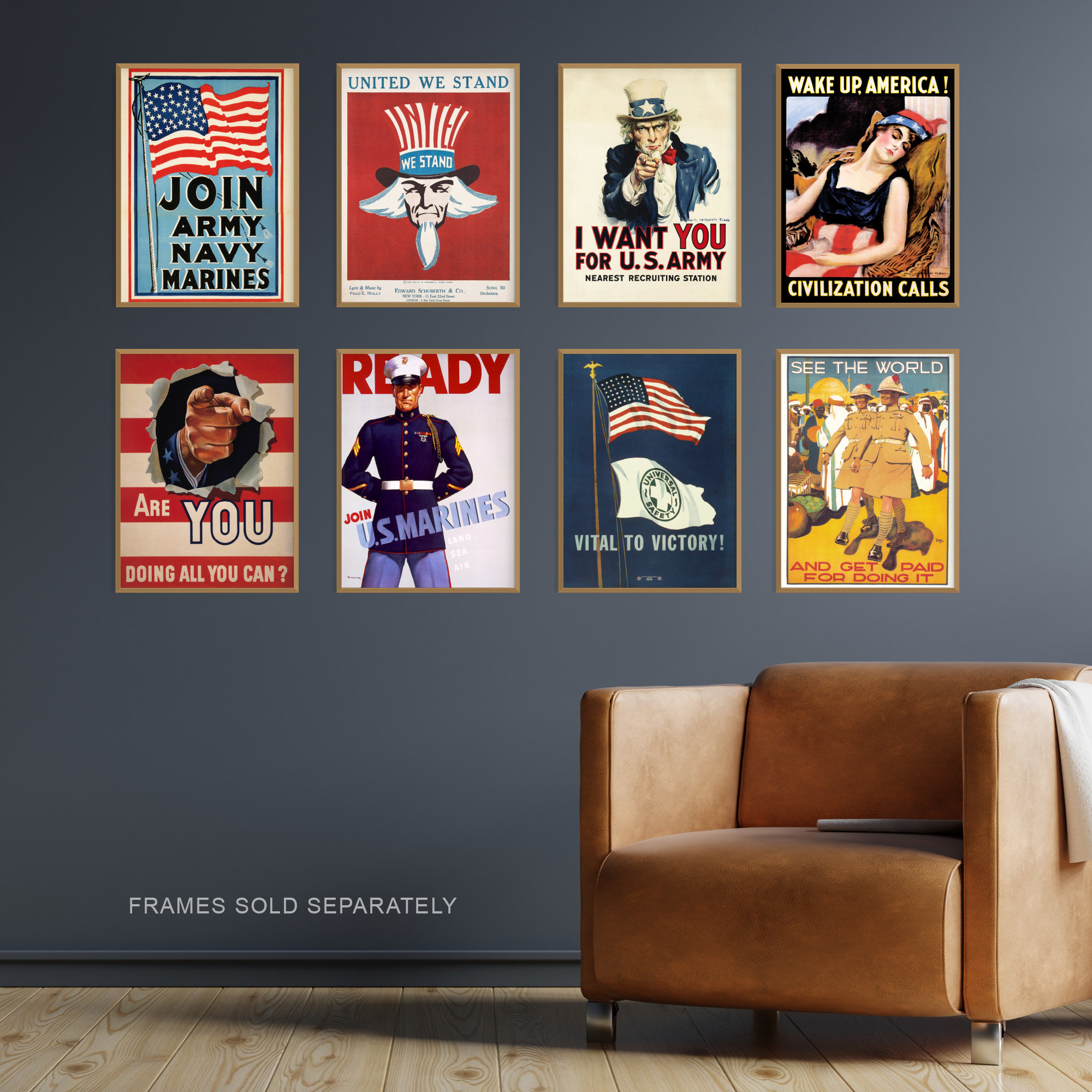 ClassicLiving USA Vintage Recruitment Poster Collection 8-Piece Set ...