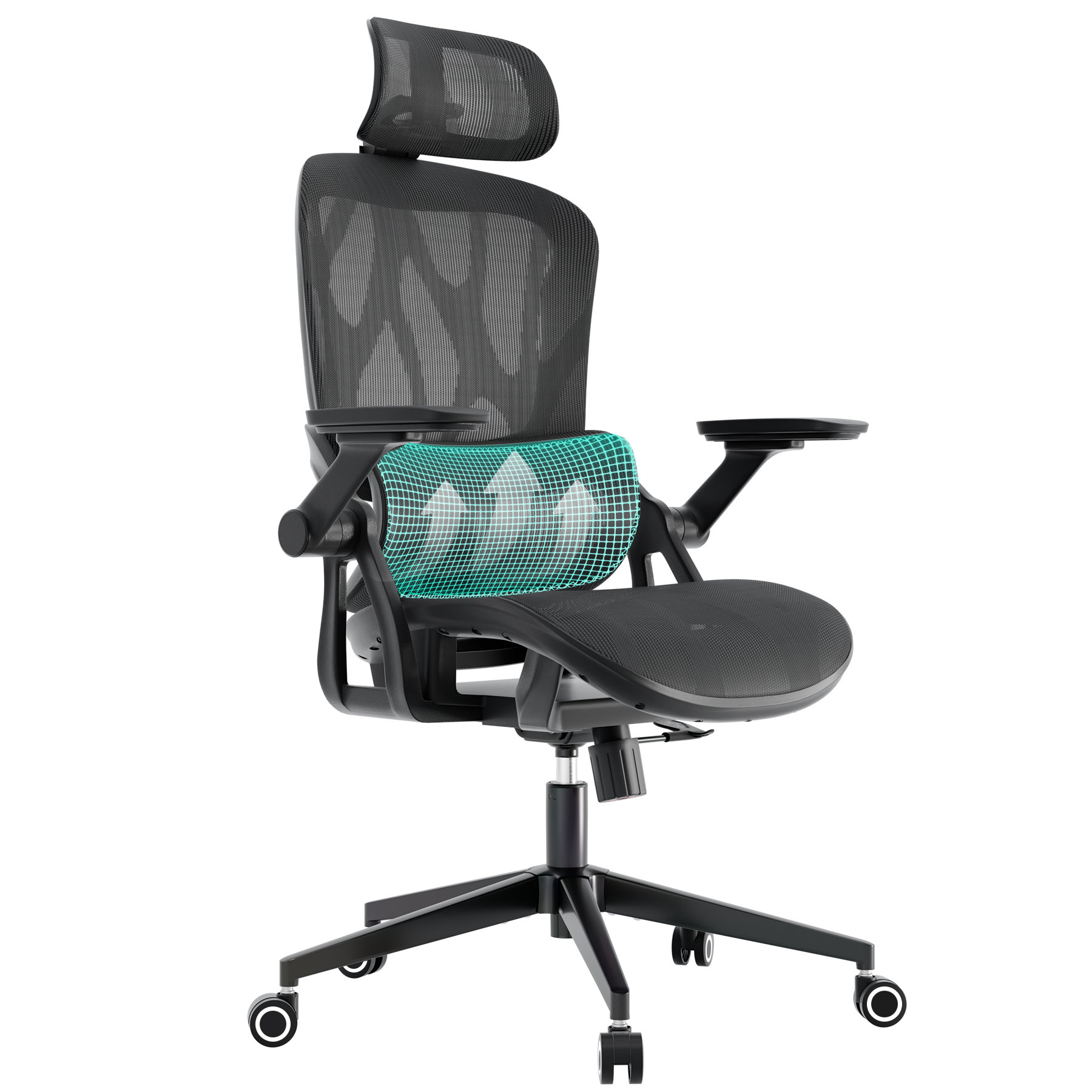 Inbox Zero Ergonomic Mesh Office Chair, Adjustable Lumbar High Back ...