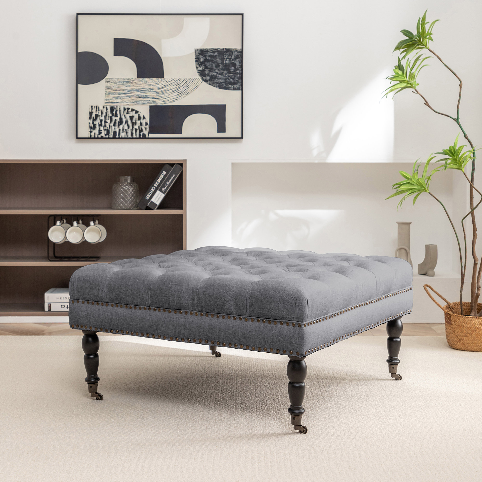 Alcott Hill® Square Cocktail Ottoman with Wheels & Reviews | Wayfair