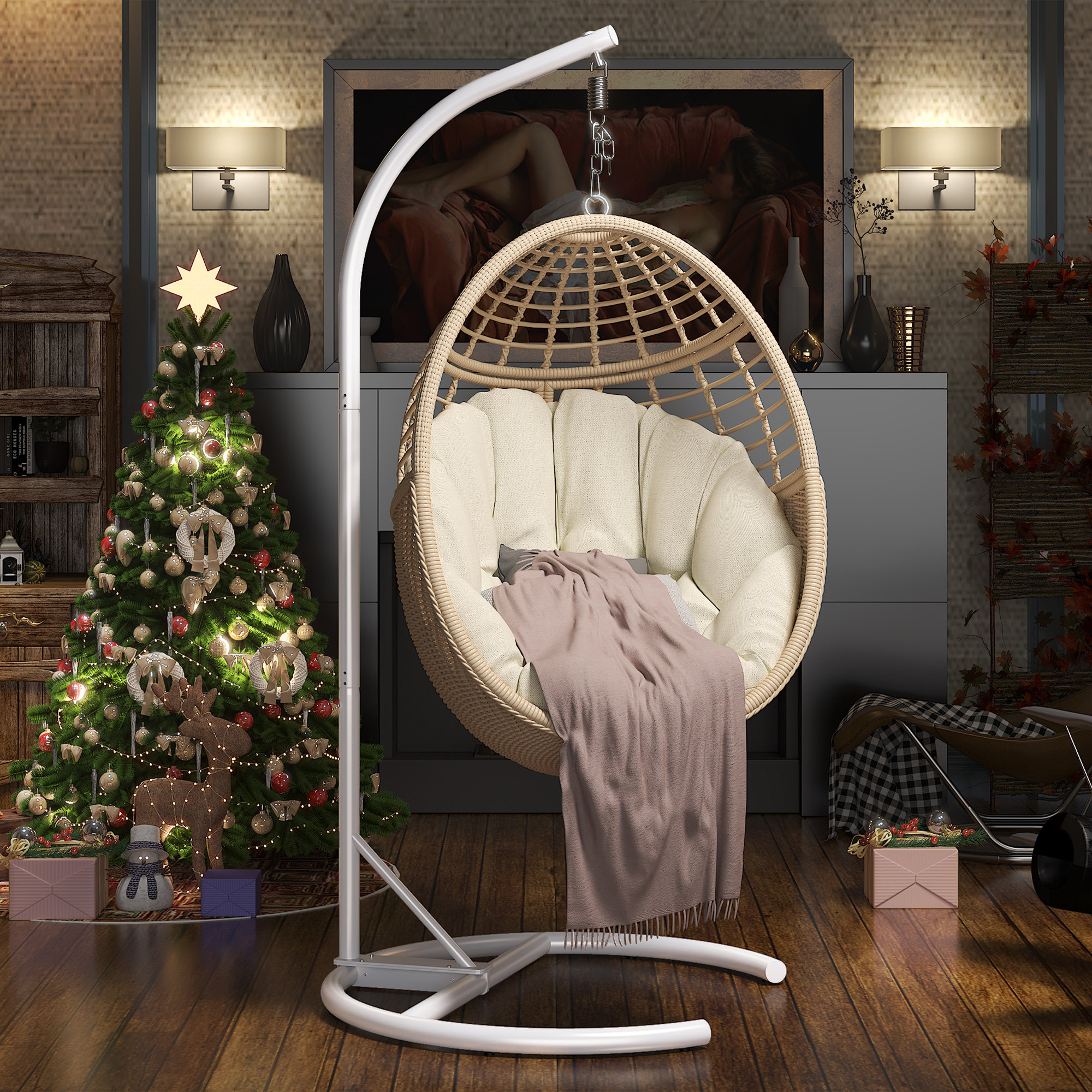 Bungalow Rose Lajoia Single Egg Chair with Cushion and Stand | Wayfair