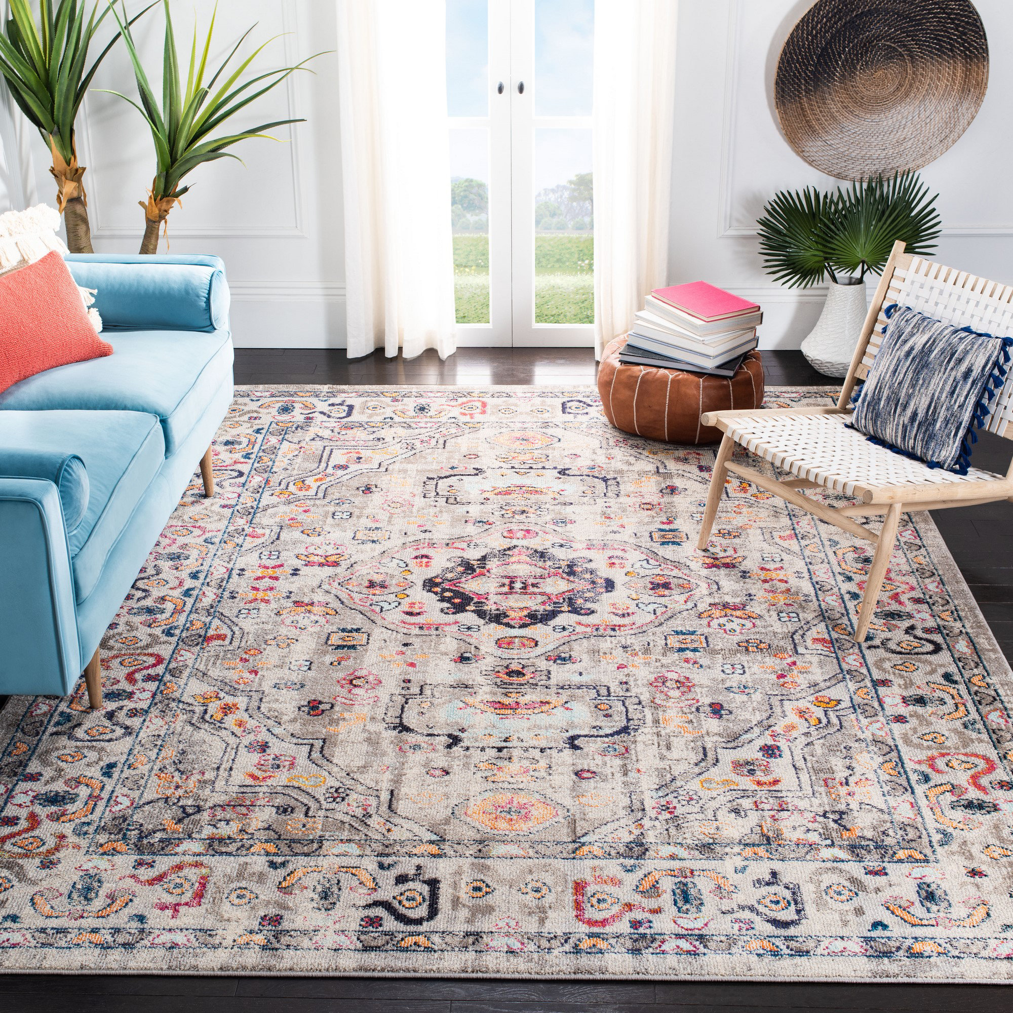 Langley Street® Felty Oriental Gray/Blue/Orange Area Rug & Reviews ...