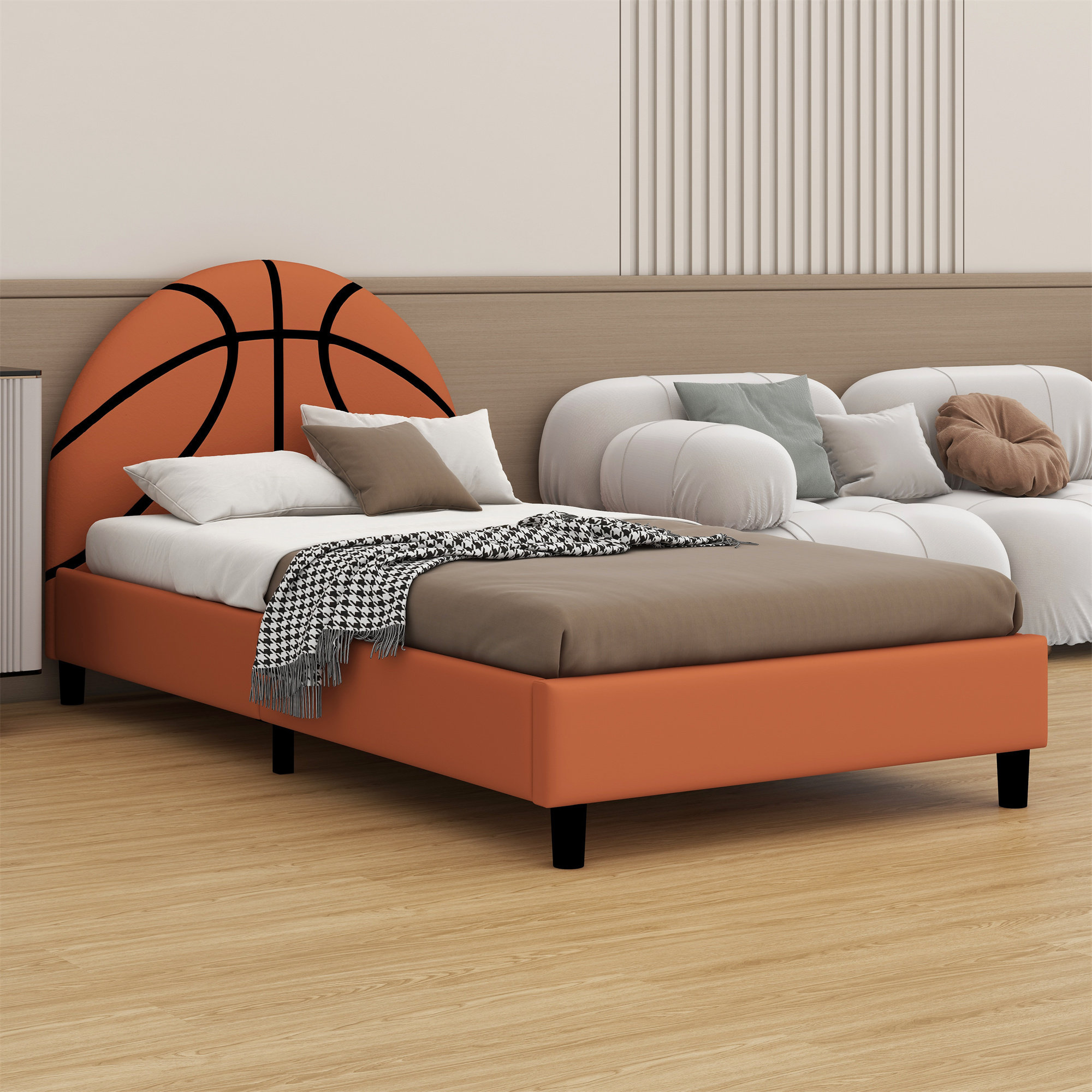 Ivy Bronx Basketball Design Upholstered Platform Bed Sport Style Bed ...