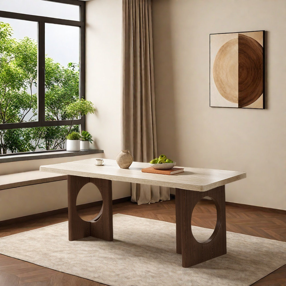 Orren Ellis Retro-style cave stone rock slab dining table - Wayfair Canada
