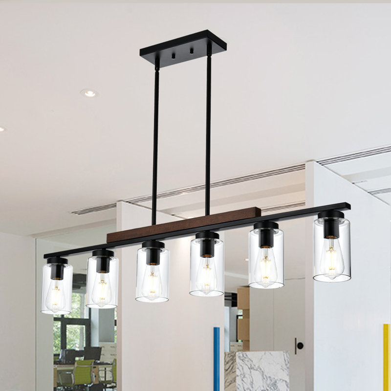 Gracie Oaks Nikima 6 - Light Matte Black Kitchen Island Pendant | Wayfair