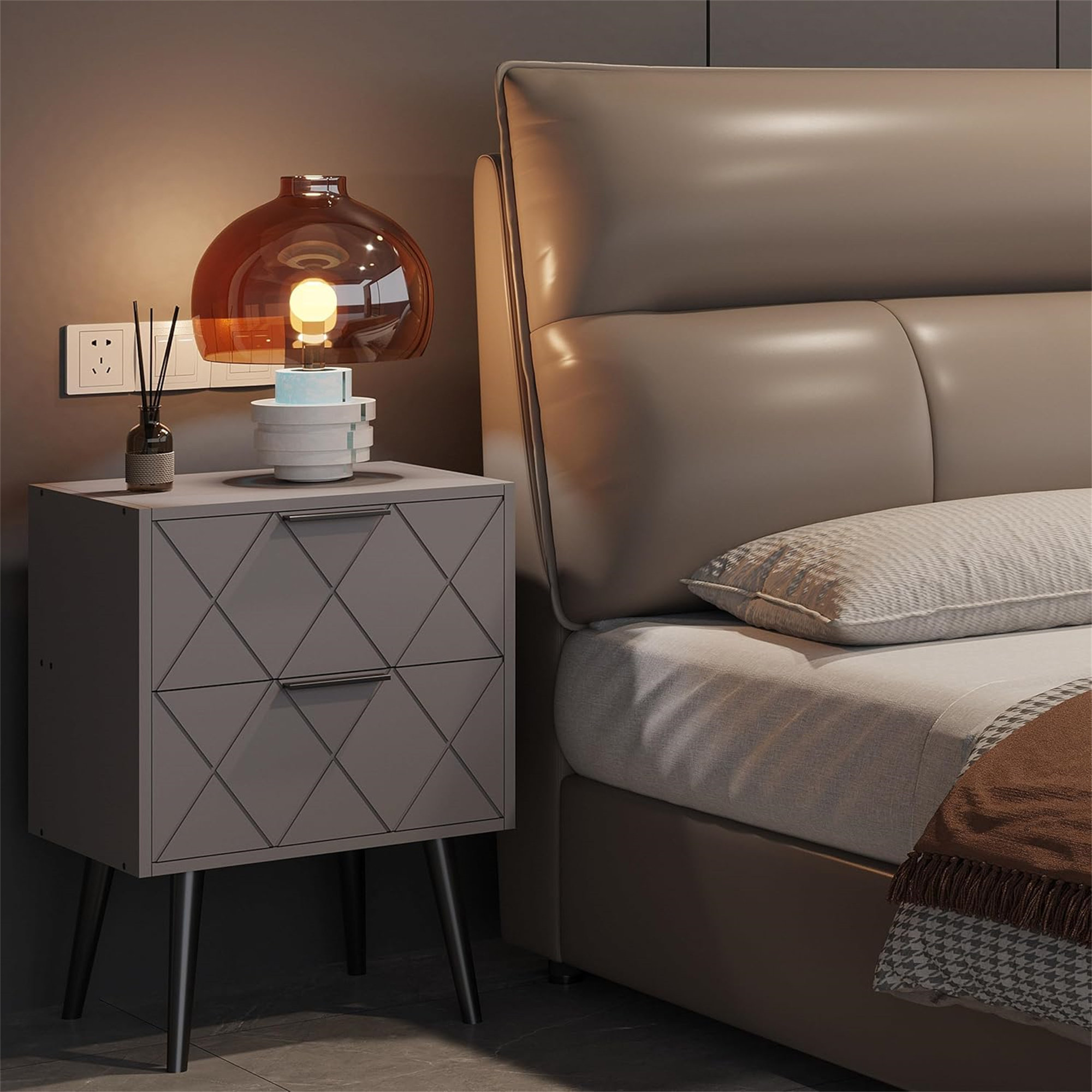 House of Hampton® Modern Style Nightstand End Table Drawer Dresser with ...