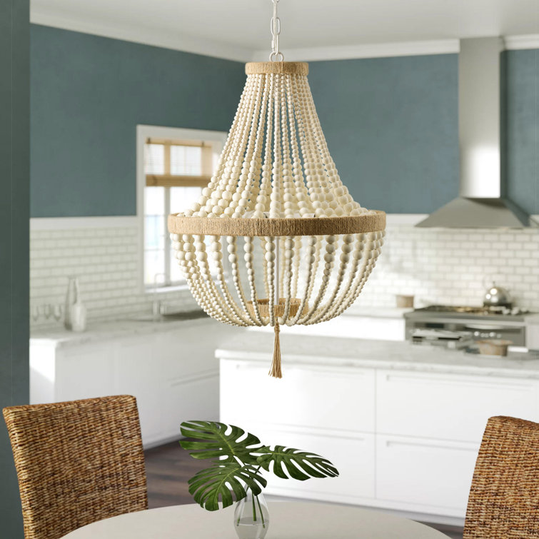 Langley Street Heald 4-Light Beads White/Brown Finish Dimmable Pendant ...