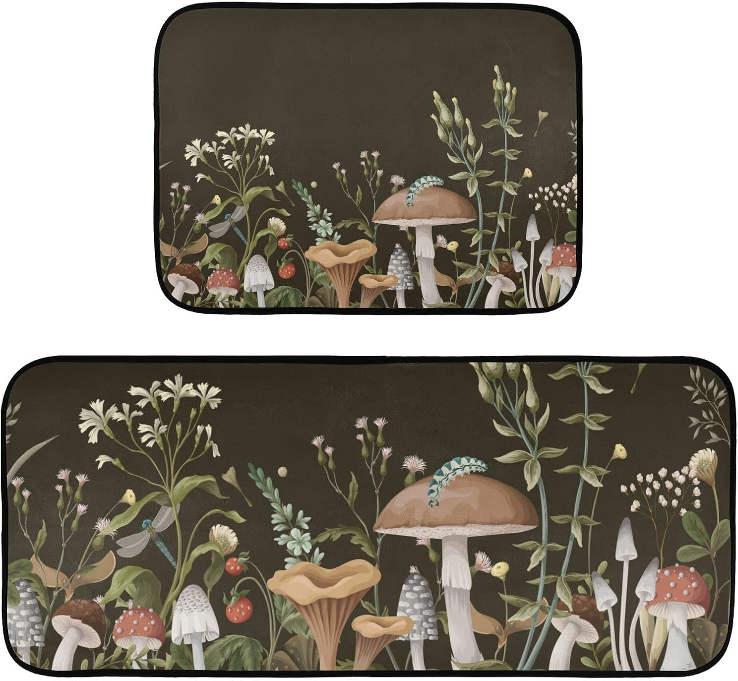 Rosalind Wheeler Mushroom Kitchen Mats Set, Water Absorbent Decorative ...