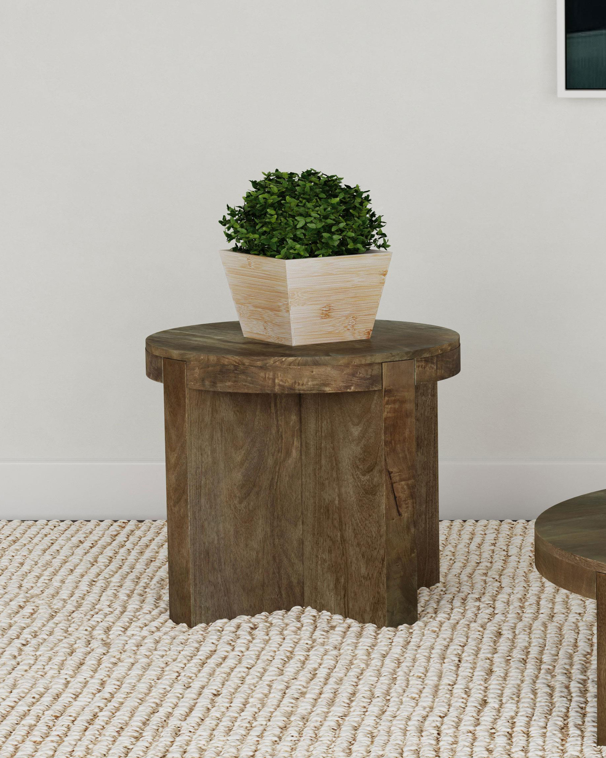 Loon Peak Round Solid Mango Wood End Table Brown - Wayfair Canada