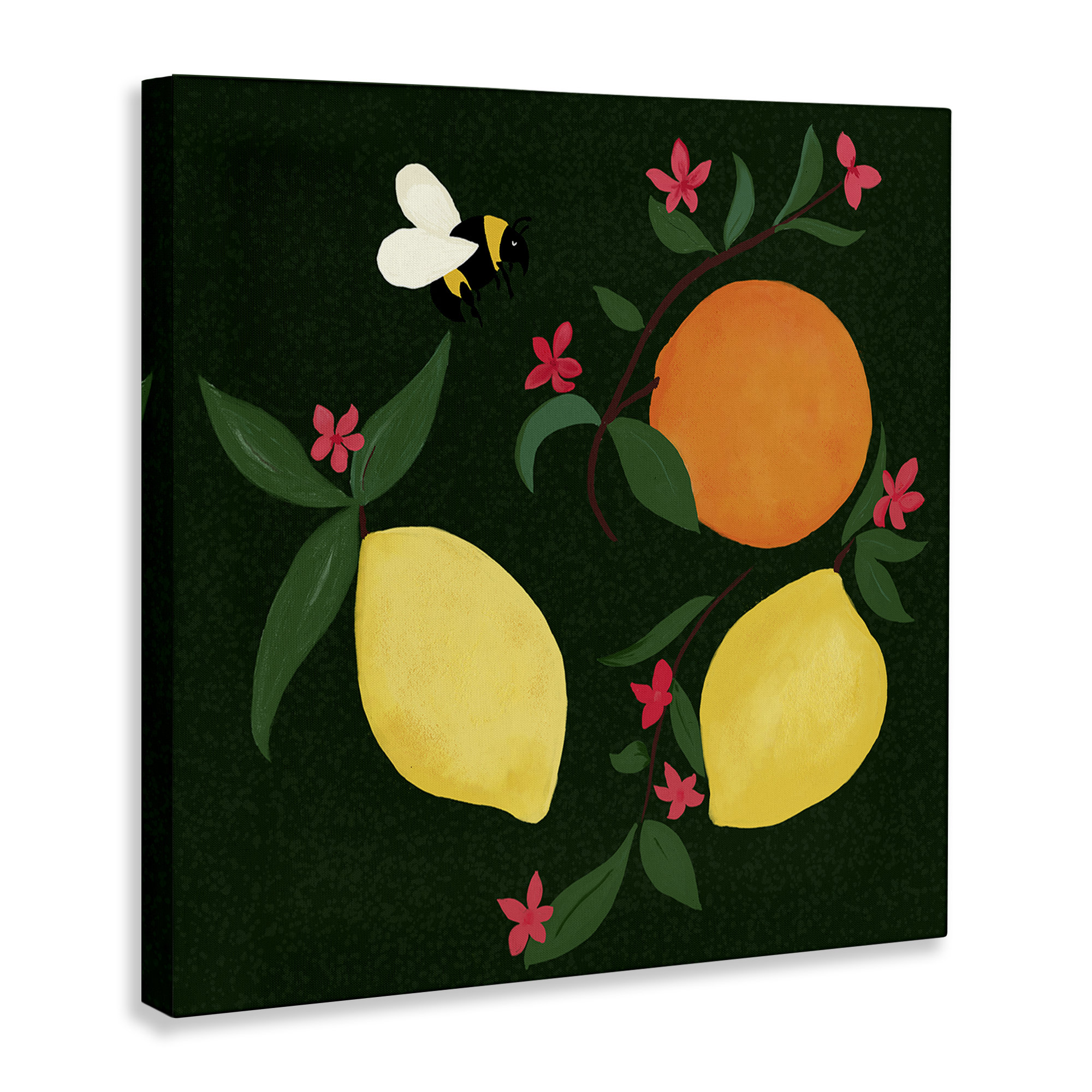 August Grove Citrus & Bumble Bee Canvas Wall Art by Michelle Ingari ...