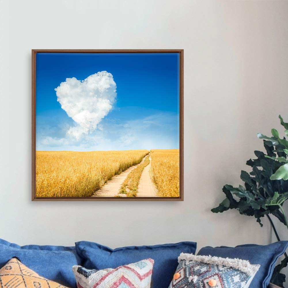 wall26 Path Through The Filed With Heart Cloud Framed On Canvas Print ...