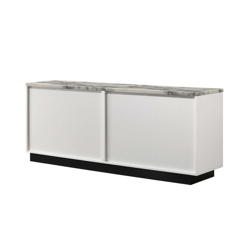 Ivy Bronx Matilda Cabinet Console Table With Faux Marble Top | Wayfair