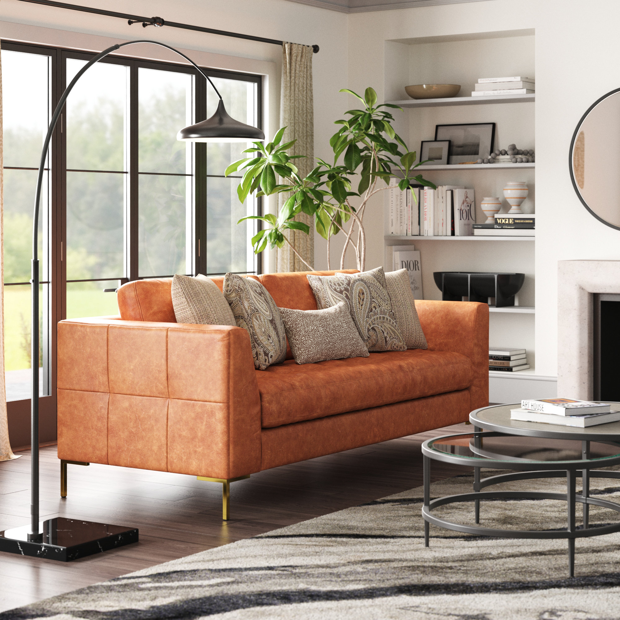 Ebern Designs Wechsler 90'' Genuine Leather Sofa - Wayfair Canada