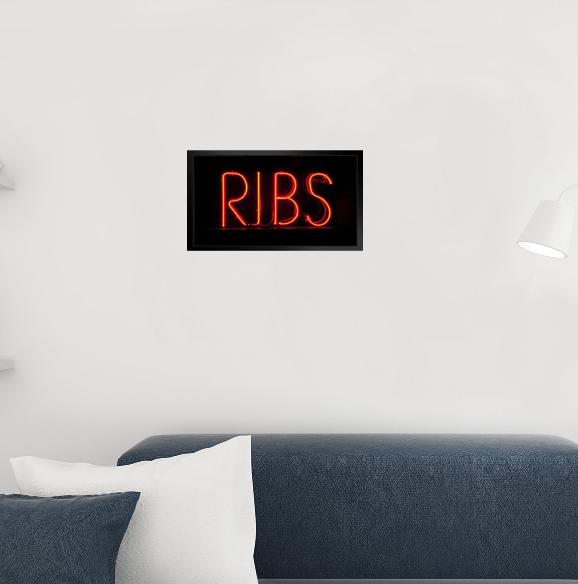 Latitude Run® Ribs Neon Sign Illuminated Photo Matted Framed Art Print ...
