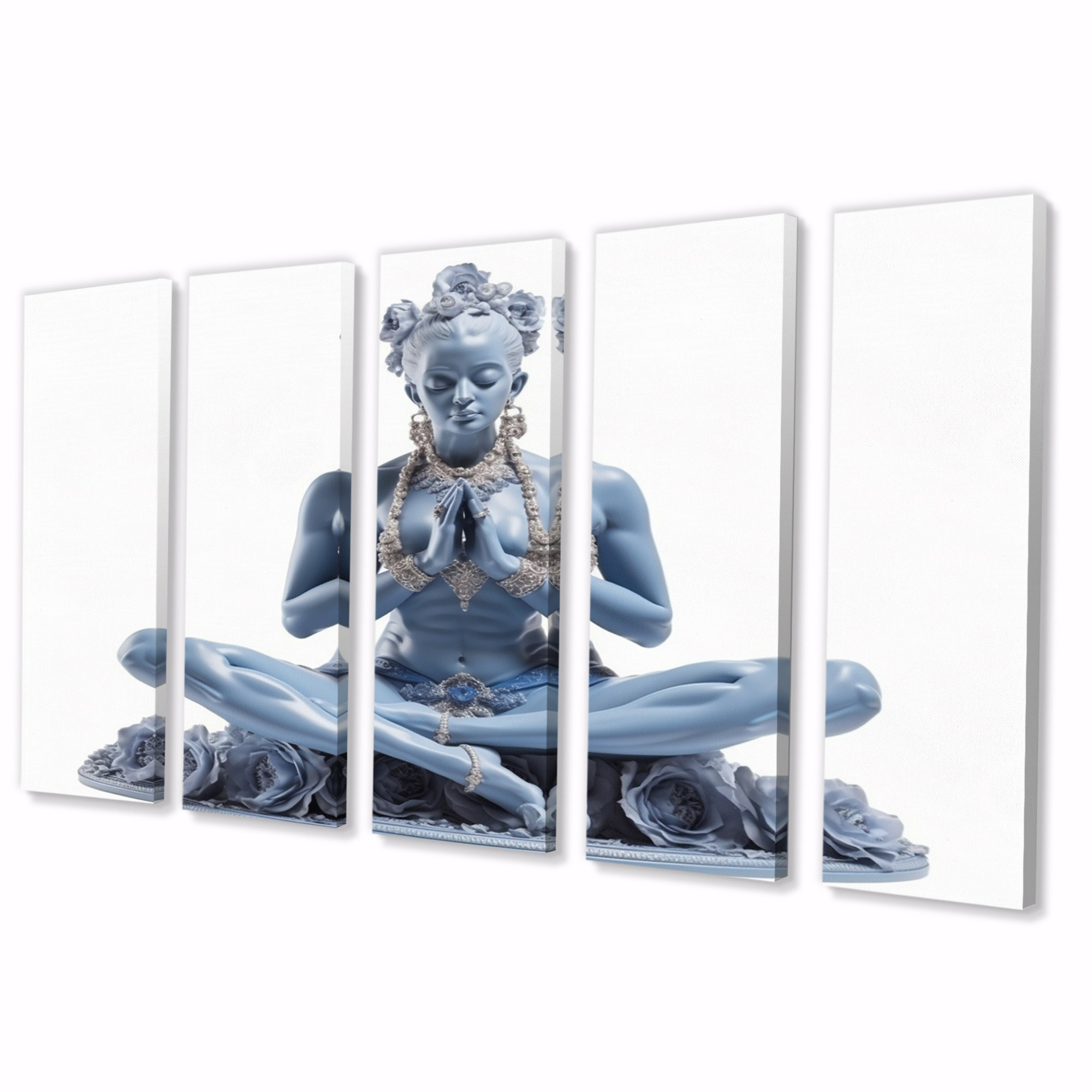 Bungalow Rose Blue Yogini Elegant Grace Elevating Spirit - Yoga Canvas Art Print - 5 Equal ...