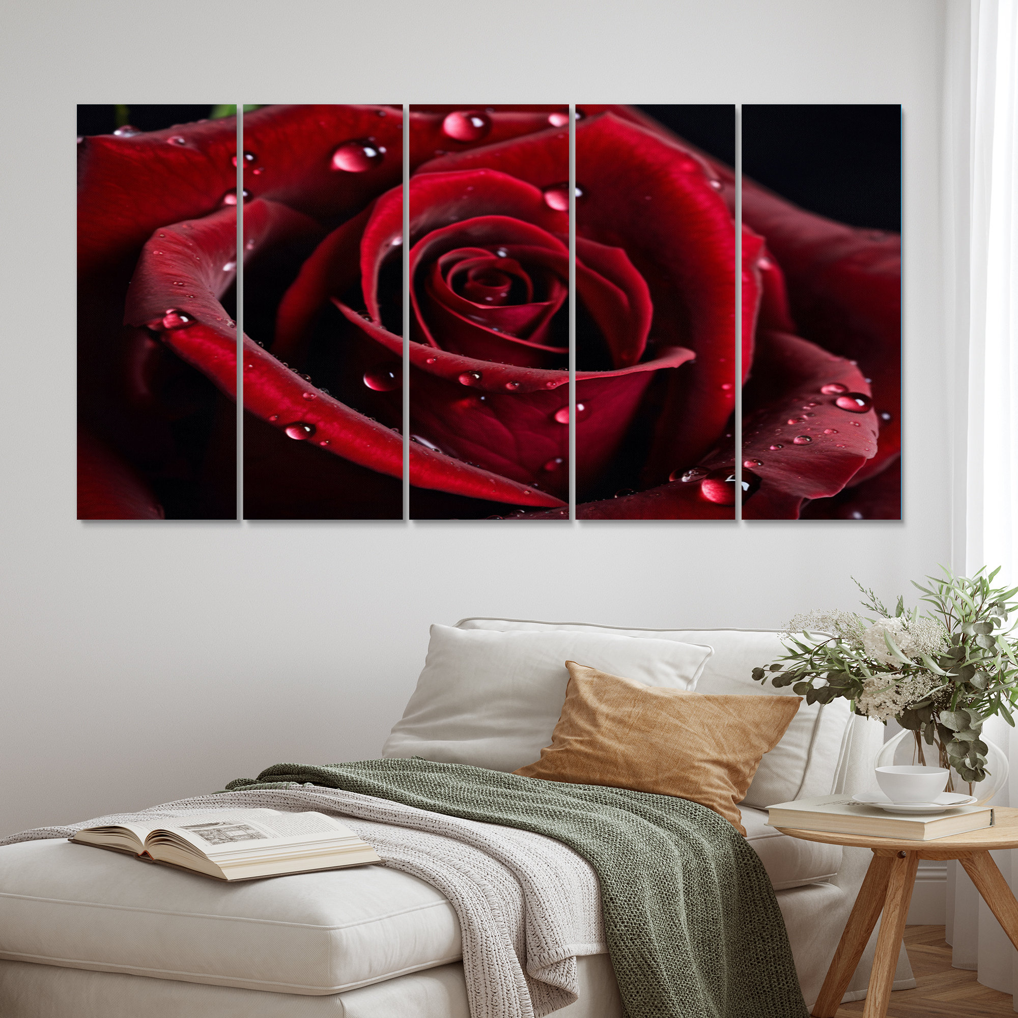 Ebern Designs Red Rose with Raindrops III - Roses Metal Wall Decor Set | Wayfair