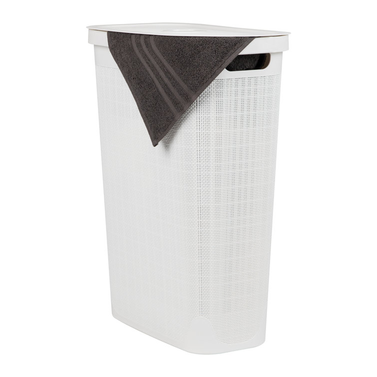 60L Slim Laundry Hamper, Clothes Basket, Lid, Plastic, 18.5”L x 14.25”W ...