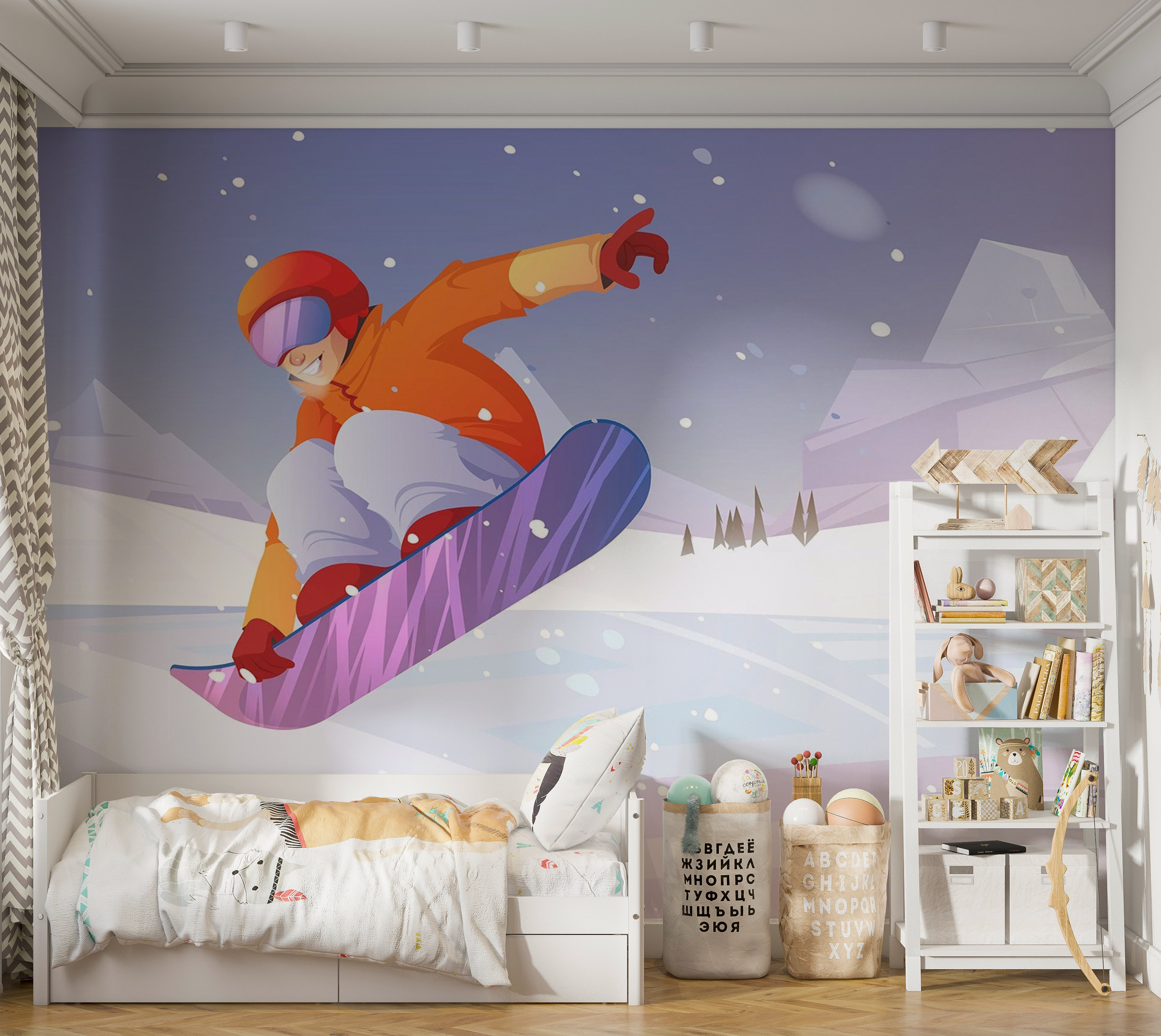 The Holiday Aisle® Premium Peel & Stick Wall Mural - Snowboard Jump ...