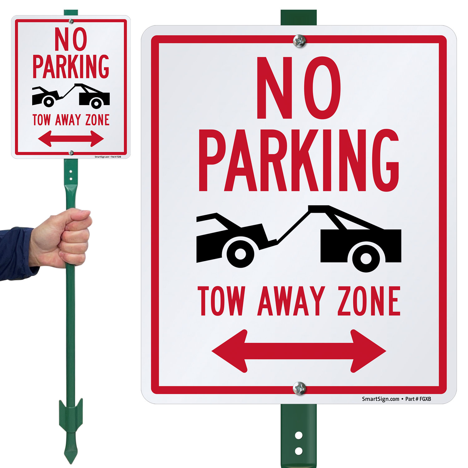 SmartSign No Parking, Tow-Away Zone with Bidirectional Arrow Sign and ...
