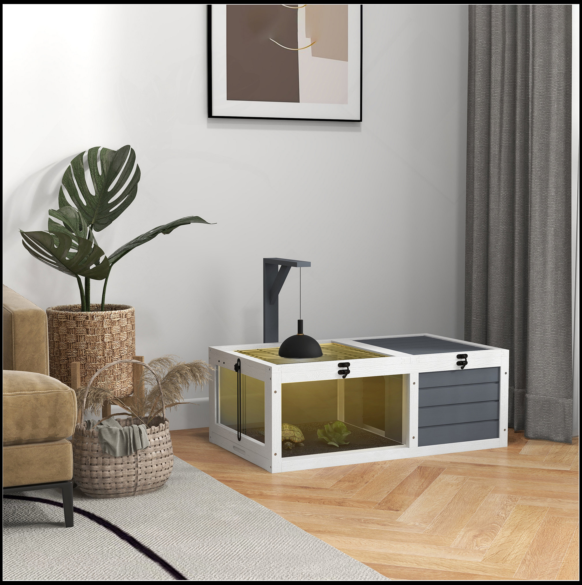 KUNMINGZHUHE Tortoise Habitat, Wooden Tortoise House, Indoor Outdoor ...