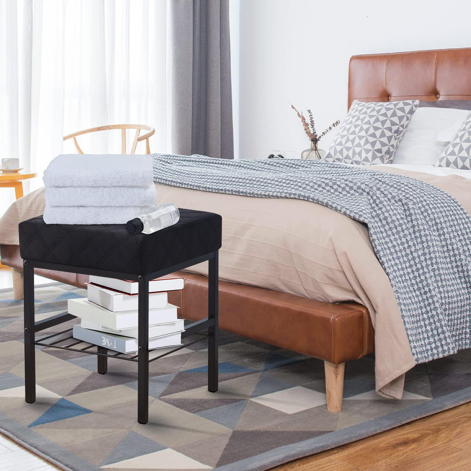 Ivy Bronx Multifunctional Stools Velvet Footstool Shoe Changing Stool ...