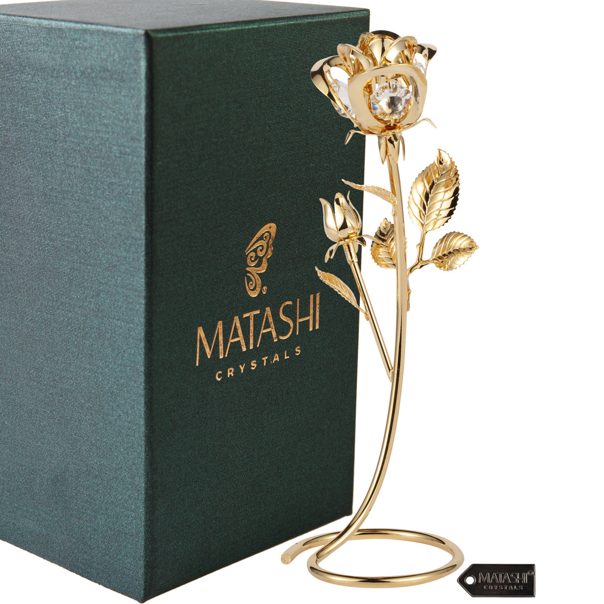 Matashi Crystal 24K Gold Plated Rose With Clear-Cut Crystal & Reviews ...