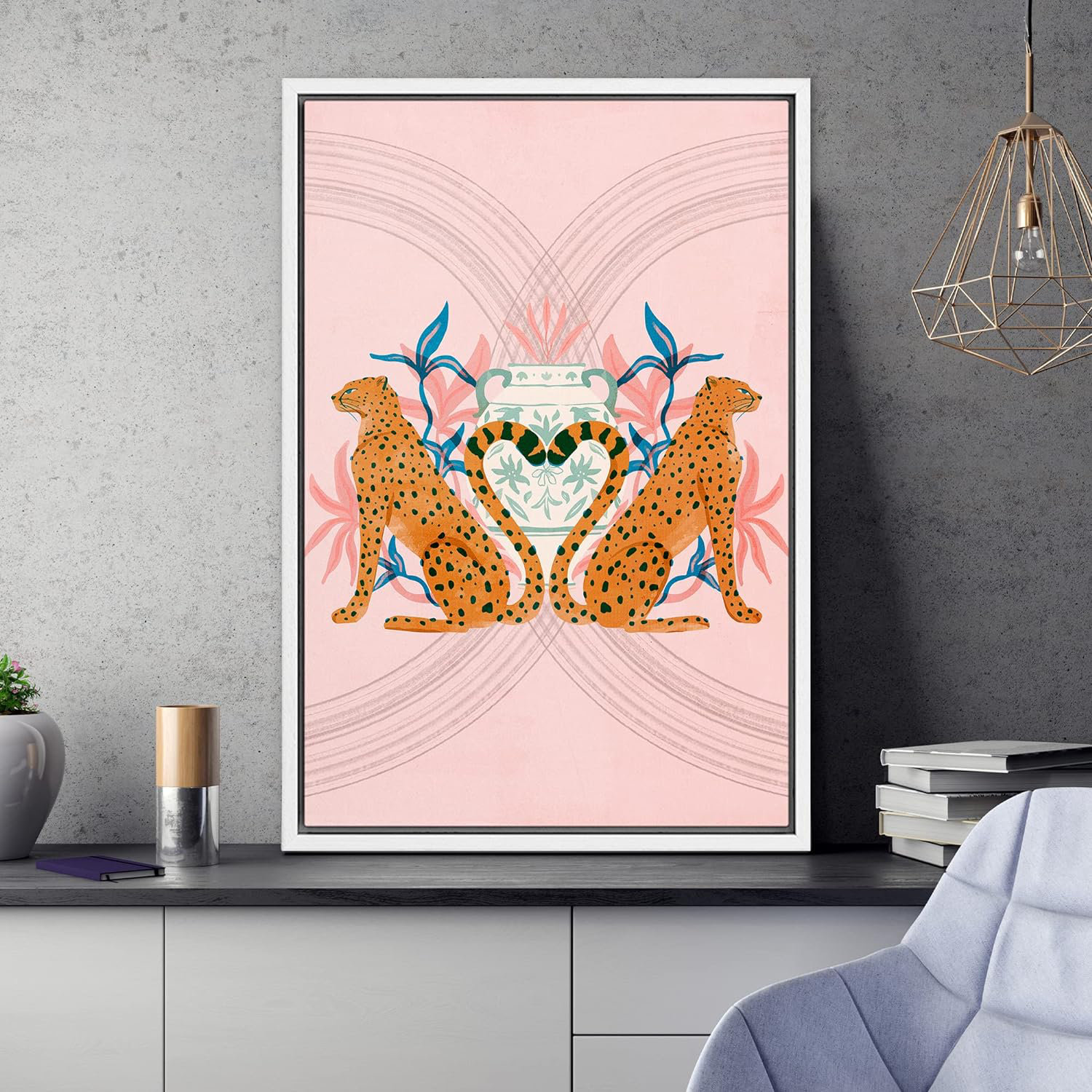 IDEA4WALL Bright Preppy Animals IDEA4WALL Framed Canvas Print Wall Art ...