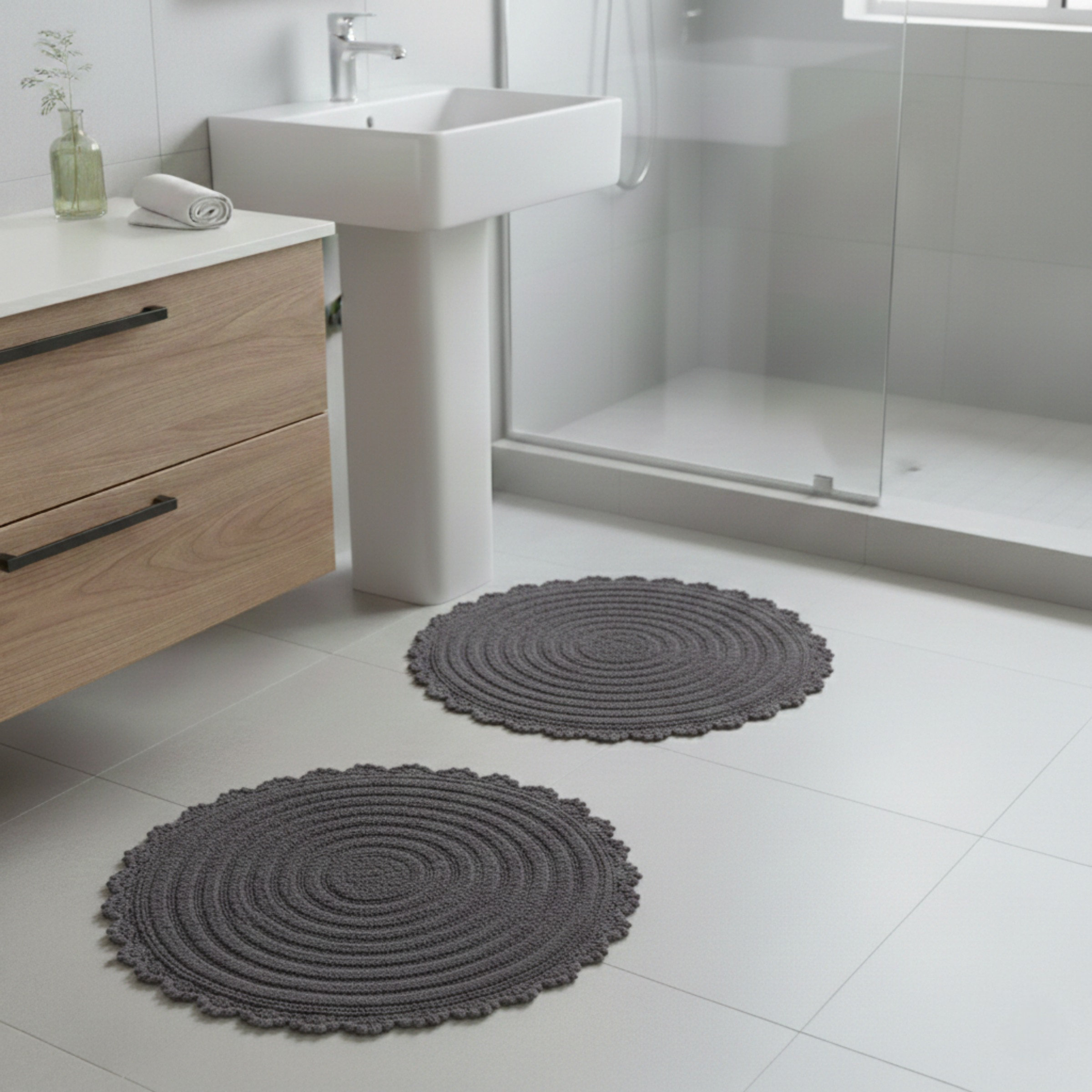 Lark Manor™ Bathroom Rugs - 2-Piece Cotton Bath Mat Set - Non Slip Rugs ...