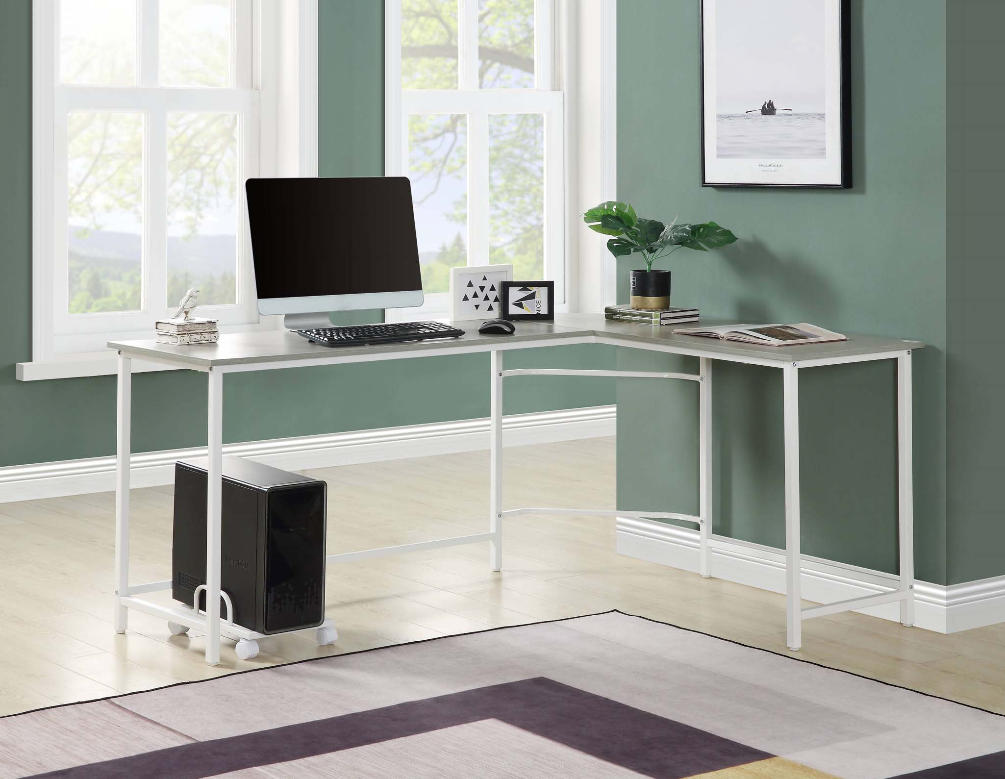 George Oliver Bambina Gray & White Finish Computer Desk | Wayfair
