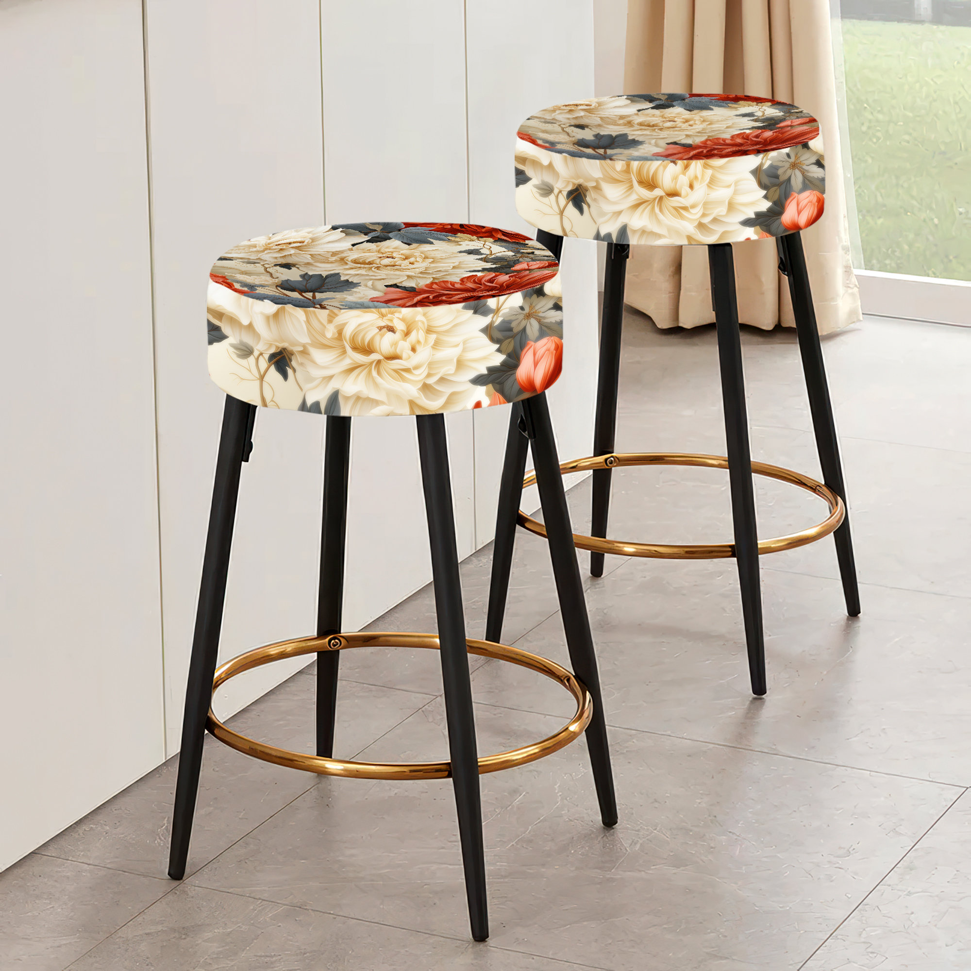 Design Art Beige Timeless Peony Elegance Wonderland - Abstract Bar ...