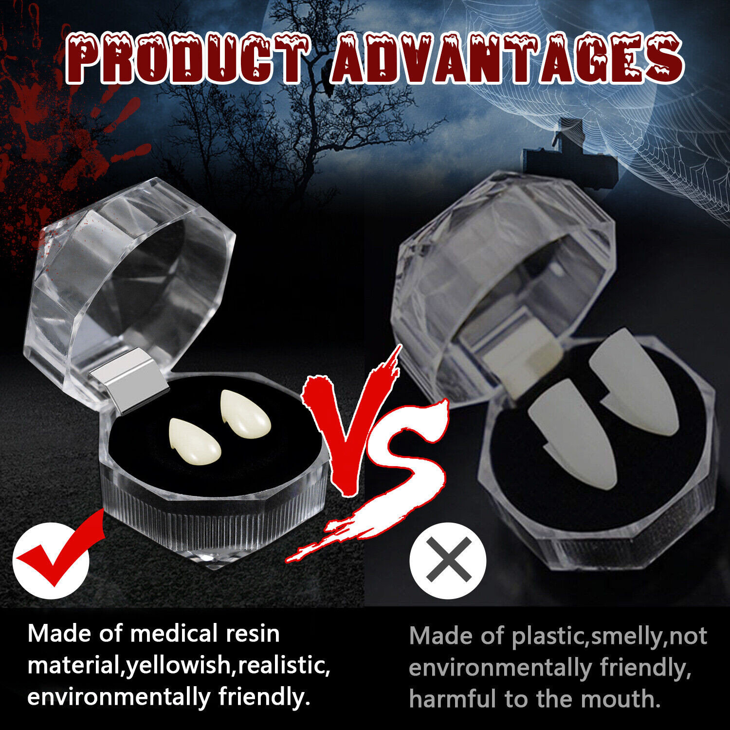 The Holiday Aisle® 2PCS Cosplay Vampire Teeth Halloween Party Prop ...